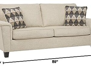 Signature Design by Ashley Abinger Chenille Contemporary Sofa with 2 Accent Pillows, Beige