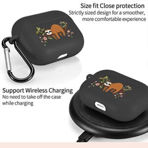 JOYLAND Black Case Cover for AirPods Pro/Keychain Ring Carabiner Clip,Lovely Sloth Case Wireless Earphone Case Smooth Anti-dust Flexible Silicone Protective Cover Soft Skin Cute Case fr AirPods Pro