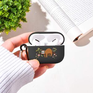 JOYLAND Black Case Cover for AirPods Pro/Keychain Ring Carabiner Clip,Lovely Sloth Case Wireless Earphone Case Smooth Anti-dust Flexible Silicone Protective Cover Soft Skin Cute Case fr AirPods Pro