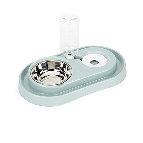 Double Dog Cat Bowls Water and Food Bowl Set，Detachable Stainless Steel Bowl Automatic Water Dispenser Bottle Pet Feeder for Small or Medium Size Dogs Cats Puppy Kitten Rabbit