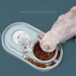 Double Dog Cat Bowls Water and Food Bowl Set，Detachable Stainless Steel Bowl Automatic Water Dispenser Bottle Pet Feeder for Small or Medium Size Dogs Cats Puppy Kitten Rabbit