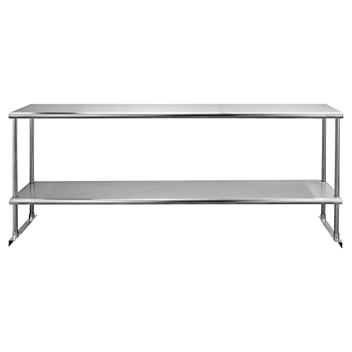 Profeeshaw Stainless Steel Overshelf for Prep & Work Table 12” x 72” NSF Commercial Adjustable Double Shelf 2 Tier for Restaurant, Bar, Utility Room, Kitchen and Garage