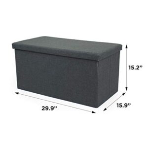 Humble Crew, Grey Coffee Table Storage Ottoman with Tray