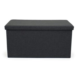 Humble Crew, Grey Coffee Table Storage Ottoman with Tray