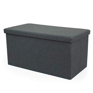 Humble Crew, Grey Coffee Table Storage Ottoman with Tray