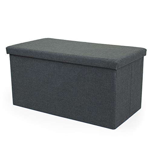 Humble Crew, Grey Coffee Table Storage Ottoman with Tray