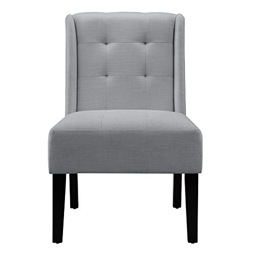 Amazon Basics Modern Tufted Accent Chair with Solid Wood Legs, Grey