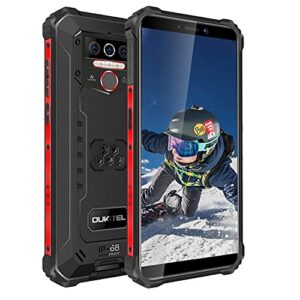 oukitel wp5 rugged cell phones, 8000mah battery ip68 waterproof android 10 rugged smartphone, triple camera 4gb+32gb 5.5" hd+ screen face id fingerprint dual sim 4 led flashlight gsm 4g black