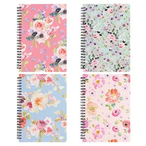 spiral notebooks 6 × 8 inch, 4 pack college ruled journals cute notebooks for women, hardcover floral notebooks school supplies, inner pocket, 320 sheets/640 pages, a5 size