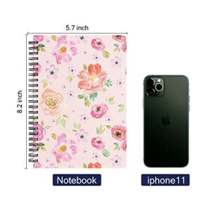 Spiral Notebooks 6 × 8 Inch, 4 Pack College Ruled Journals Cute Notebooks for Women, Hardcover Floral Notebooks School Supplies, Inner Pocket, 320 Sheets/640 Pages, A5 Size