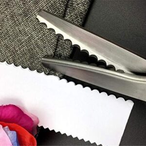 Professional Pinking Shears, Comfort Grip Handle Stainless Steel Dressmaking Scissors Sewing Art Craft Cut Tool, Serrated and Scalloped Blade Cutting Scissor for Fabric Decoration (Scalloped 10mm)