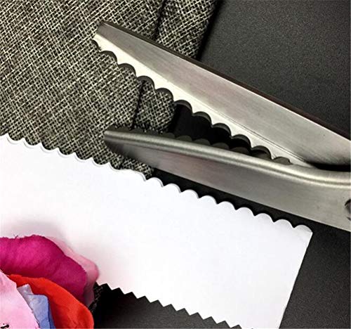 Professional Pinking Shears, Comfort Grip Handle Stainless Steel Dressmaking Scissors Sewing Art Craft Cut Tool, Serrated and Scalloped Blade Cutting Scissor for Fabric Decoration (Scalloped 10mm)