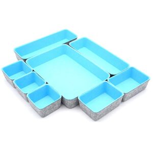 Welaxy Drawer organizers bins trays dividers storage bins shallow organizing box for office supplies rolled ties watchs socks makeup holder cozy room decor 8 pack (Sky blue)