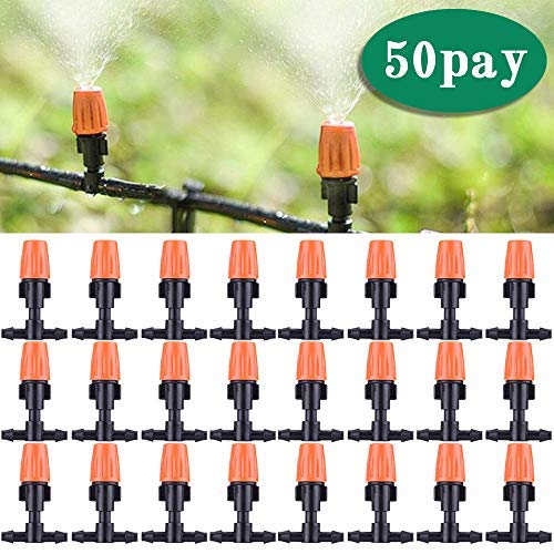 Dceyaor Three-Way Adjustable Garden Irrigation Nozzle, Garden/Roof Cooling Atomizing Plastic Nozzle, Greenhouse Vegetable Irrigation(50 Sets)