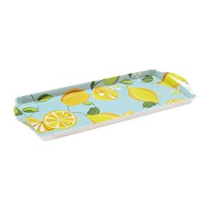 Trina Turk Set of 2 Serving Trays Stylish Indoor & Outdoor Platter for Home Entertaining, Cocktail Hour, Snack-Decorative Display for Jewelry, Candles & Barware, 2, Lemons/Aqua