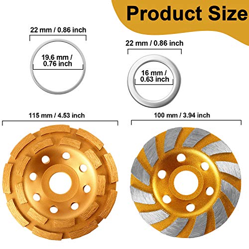 Diamond Cup Grinding Wheel 4-1/2 Inch Double Row Grinding Wheel 4 Inch 12-Segment Turbo Row Grinding Wheel Angle Grinder Disc for Grinder Polishing and Cleaning Stone (2, Elegant Style)