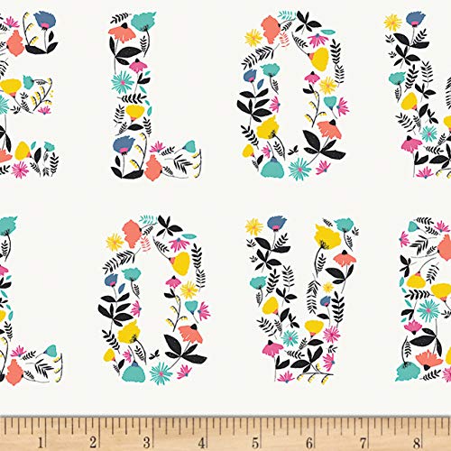 Art Gallery Fabrics Art Gallery Letters Love Blooms Fabric, White