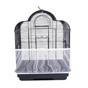 TIANRUOXIAOKE Universal Bird Cage Seed Catcher Seeds Guard Parrot Mesh Net Cover Stretchy Shell Skirt Traps Cage Basket Soft Airy Parrot Cage Skirt (M, White)