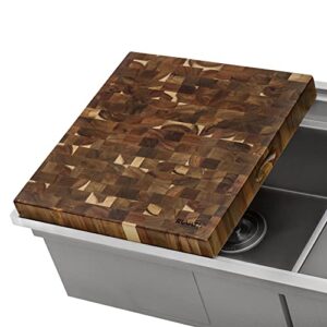 ruvati 17 x 16 x 2 inch thick end-grain acacia butcher block solid wood large cutting board - rva2445aca