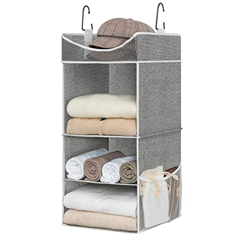 StorageWorks 3-Shelf Hanging Closet Organizer, Adjustable Hanging Closet Organizers and Storage, Gray, Canvas, 12 ¾”W x 12 ¾”D x 32”H