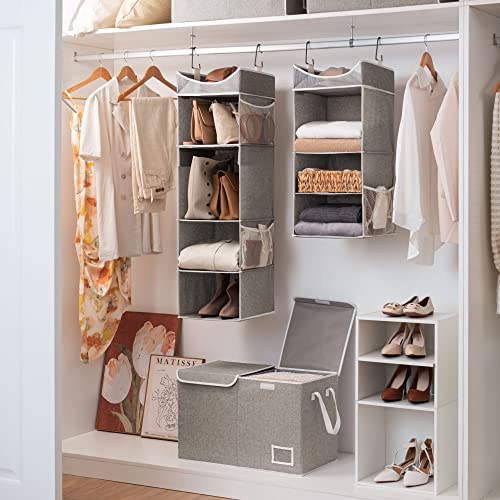 StorageWorks 3-Shelf Hanging Closet Organizer, Adjustable Hanging Closet Organizers and Storage, Gray, Canvas, 12 ¾”W x 12 ¾”D x 32”H