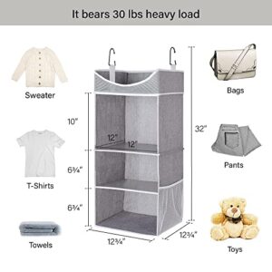 StorageWorks 3-Shelf Hanging Closet Organizer, Adjustable Hanging Closet Organizers and Storage, Gray, Canvas, 12 ¾”W x 12 ¾”D x 32”H