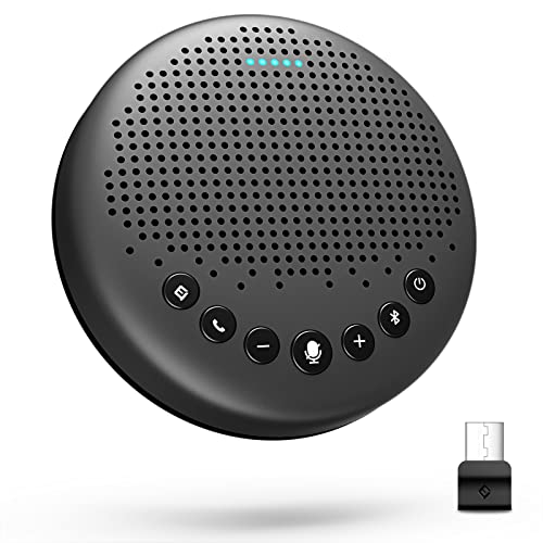 Conference Speaker and Microphone - EMEET Luna 360° Voice Pickup w/Noise Reduction/Mute/Indicator USB Bluetooth Speakerphone w/Dongle for 8 People Daisy Chain for 16 Compatible with Leading Software