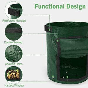 DECORLIFE 6-Pack Potato Grow Bags, 10 Gallon Thick PE Fabric Pots for Plants, Sturdy Handles & Harvest Window, Labels Included, Green