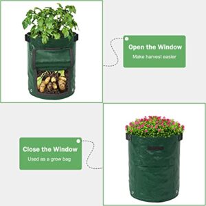 DECORLIFE 6-Pack Potato Grow Bags, 10 Gallon Thick PE Fabric Pots for Plants, Sturdy Handles & Harvest Window, Labels Included, Green