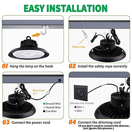 1 pack LED UFO High Bay Light 240W 33600LM white daylight 5700K Industrial Light Waterproof IP65 Outdoor Lighting Lamp Commercial Bay Lighting for Garage Factory Warehouse Workshop Gym (240W, 1 pack)