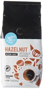 amazon brand - happy belly hazelnut flavored ground coffee, medium roast, 12 ounce