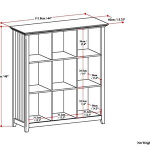 SIMPLIHOME Acadian SOLID WOOD 44 Inch Transitional 9 Cube Bookcase and Storage Unit in Light Golden Brown, For the Living Room, Study Room and Office