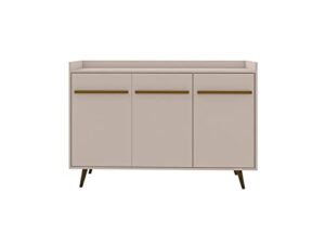 manhattan comfort bradley mid century modern dining room 4 shelves buffet stand cabinet, 53.54", off white