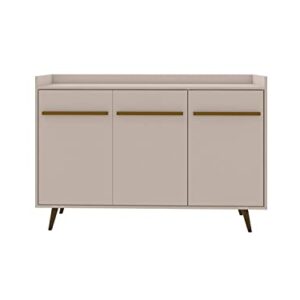 Manhattan Comfort Bradley Mid Century Modern Dining Room 4 Shelves Buffet Stand Cabinet, 53.54", Off White