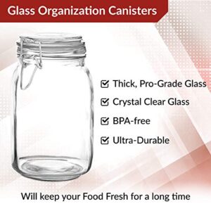 Set of 2 Large Glass Mason Jar with Lid (3 Liter) | Airtight Glass Storage Container for Food, Flour, Pasta, Coffee, Candy, Dog Treats, Snacks & More | Glass Organization Canisters 100 Ounces