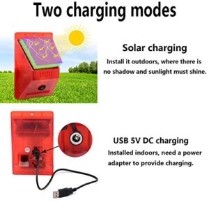 Solar Strobe Light with Remote Controller, Solar Alarm Light with Motion Detector Solar Alarm Light 129db Sound Security Siren IP65 Waterproof, Protected Your Home, Farm, Barn, Barn,Villa,Yard (Red)