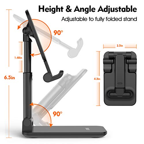 Licheers Cell Phone Stand, Angle Height Adjustable Phone Stand Holder for Desk (Black-LC352)