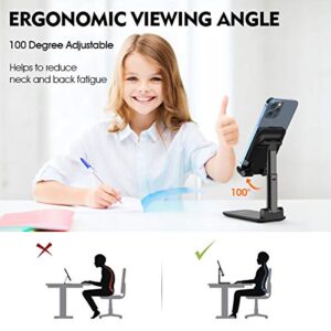 Licheers Cell Phone Stand, Angle Height Adjustable Phone Stand Holder for Desk (Black-LC352)