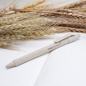 TRUEGRASSES BALL PEN 15cm (Blue/Black/0.7mm), Material: Grasses/Straw + PP (2-Pack, Set of 2, Beige/Green/Blue/Gray)