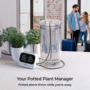 Automatic Watering System for Potted Plants, Plant Waterer, DIY Drip Irrigation Kit with Smart Timer, Waterproof LED Display & Large Capacity Battery, Precise Distribution of Water, White