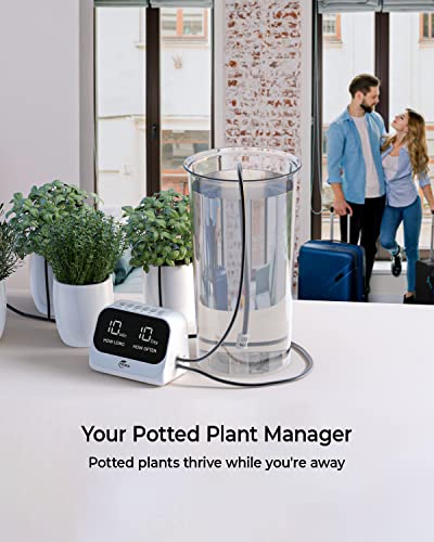 Automatic Watering System for Potted Plants, Plant Waterer, DIY Drip Irrigation Kit with Smart Timer, Waterproof LED Display & Large Capacity Battery, Precise Distribution of Water, White