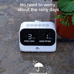 Automatic Watering System for Potted Plants, Plant Waterer, DIY Drip Irrigation Kit with Smart Timer, Waterproof LED Display & Large Capacity Battery, Precise Distribution of Water, White