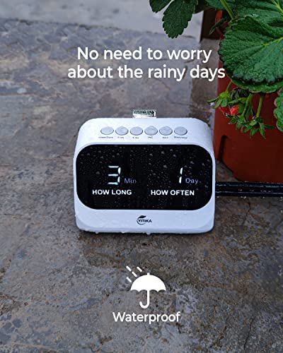 Automatic Watering System for Potted Plants, Plant Waterer, DIY Drip Irrigation Kit with Smart Timer, Waterproof LED Display & Large Capacity Battery, Precise Distribution of Water, White