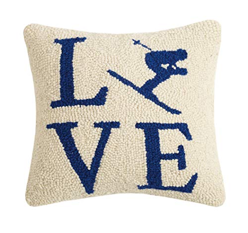 Peking Handicraft 31JES1712C12SQ Love Ski Hook Pillow, 12-inch Square, Wool and Cotton