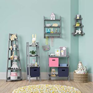 RiverRidge Kids Wall Corner Ladder Shelf, Gray