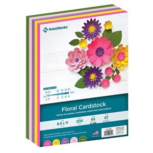 printworks floral cardstock, heavyweight, solid core, 8.5” x 11”, 200 sheets (00602)