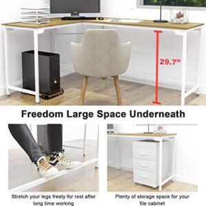 Weehom 66 Inch L Shaped Desk Corner Computer Desks for Home Office Sturdy PC Laptop Gaming Table, White Leg