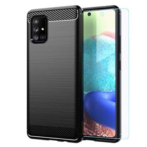 m maikezi samsung a71 5g case,galaxy a71 5g case with hd screen protector, soft tpu slim fashion non-slip protective phone case cover for galaxy a71 5g (black)