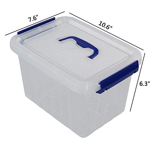 Eagrye 6 Quart Plastic Storage Latch Box, 6-Pack Clear Storage Bin Organizer with Handle