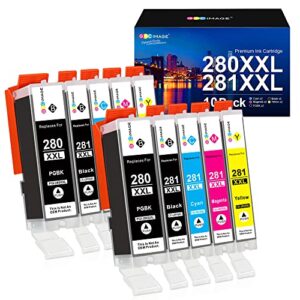 gpc image compatible ink cartridge replacement for canon pgi-280xxl cli-281xxl pgi 280 xxl cli 281 xxl fit for pixma ts6120 ts6220 tr7520 tr8520 ts8120 ts8220 ts9120 printer (10 pack)